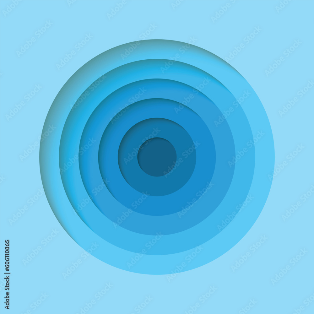 3D background with paper cut from light to dark blue colours round ...