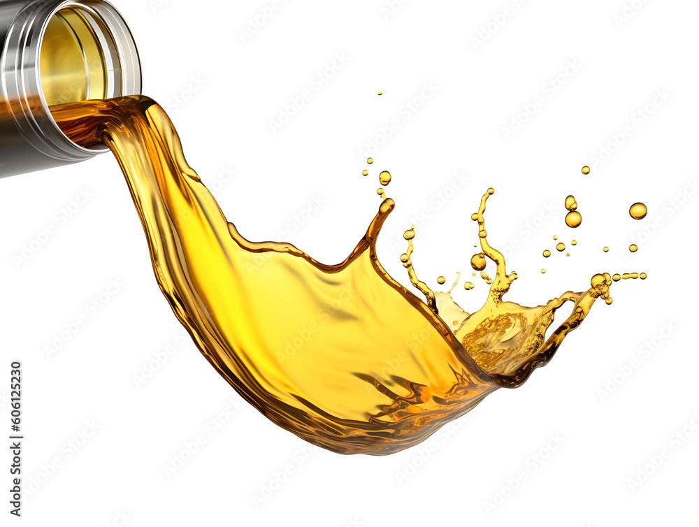 Pouring oil lubricant motor oil isolated on white and transparent background, png Stock ...