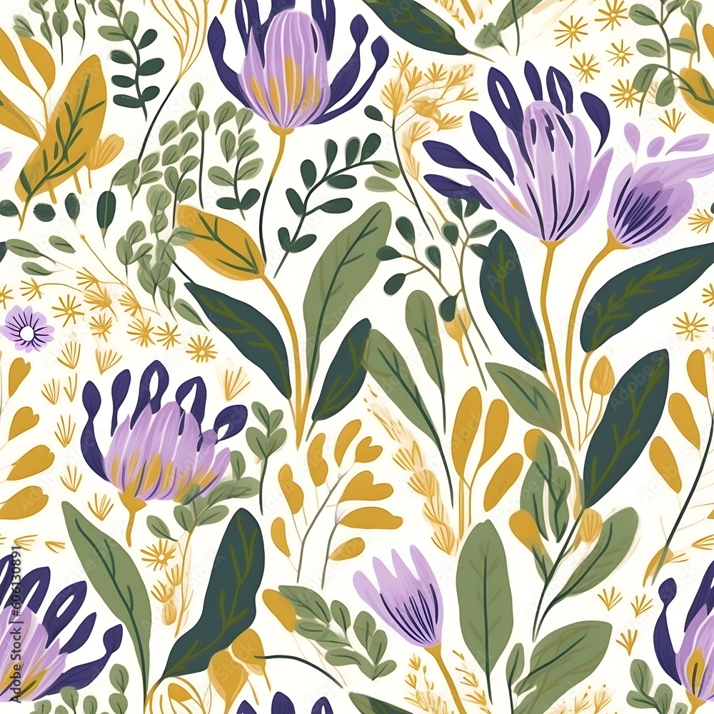 Seamless purple blue pattern. Cute pattern in small flower. Small lilac ...