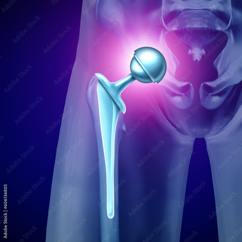 Hip Replacement Surgery concept as an artificial joint or prosthesis ...