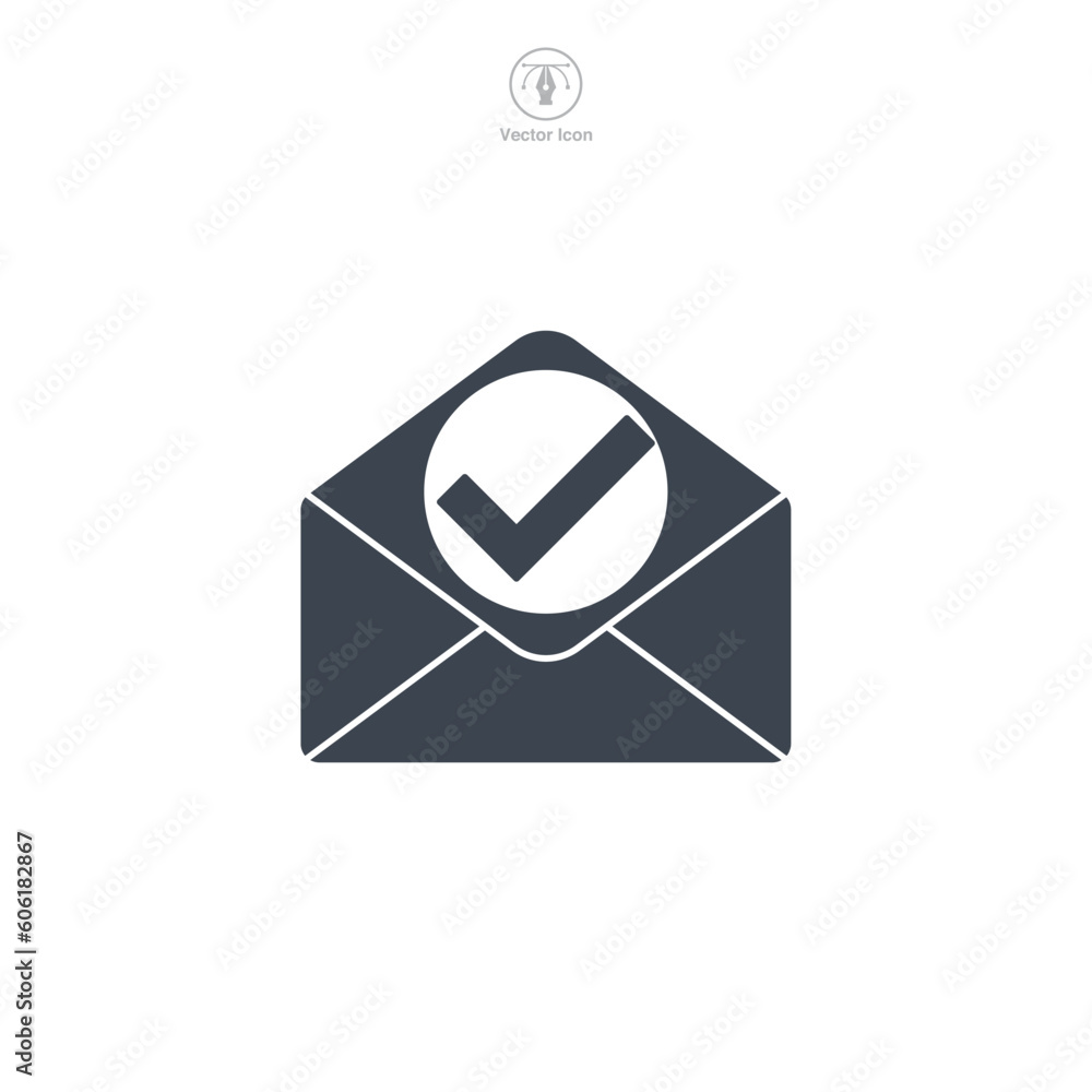 Check Mark on mail icon symbol template for graphic and web design ...