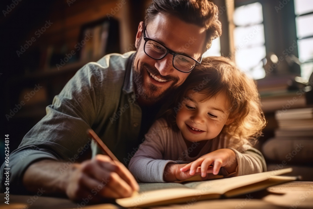 Parent teaching a child at home, displaying dedication and patience in ...
