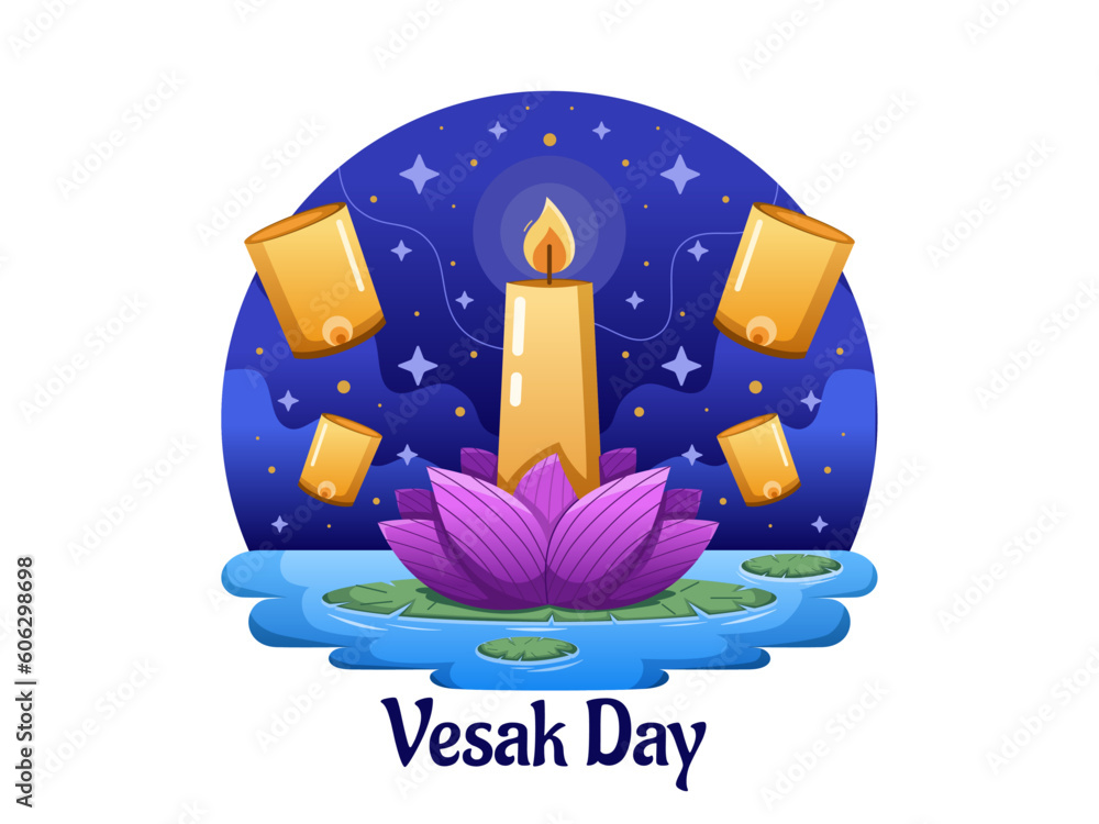 A vector illustration celebrating Vesak Day with vibrant lotus flower ...