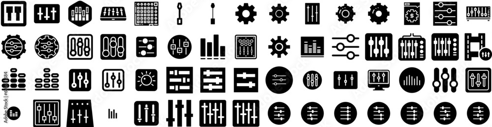 Set Of Equalizer Icons Isolated Silhouette Solid Icon With Equal ...
