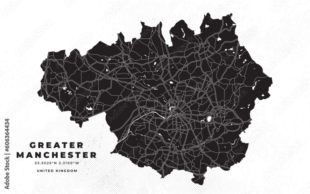 Greater Manchester map vector poster flyer Stock Vector | Adobe Stock