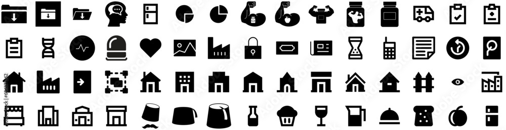Set Of Surge Icons Isolated Silhouette Solid Icon With Power, Energy ...