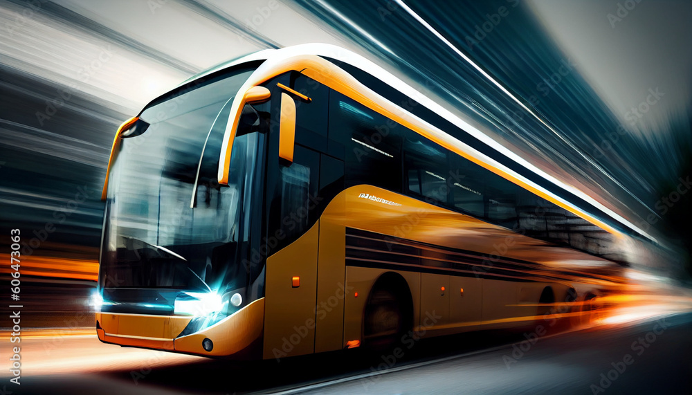Super fast Bus automobile concept design with fire. Luxury speed race ...