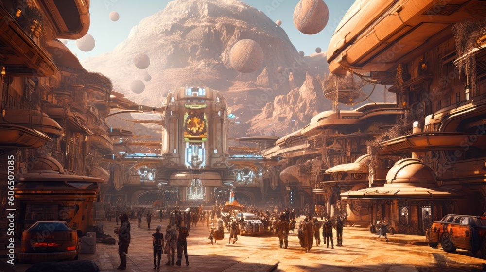 Conceptualize a fusion of sci - fi and Western genres, with futuristic ...