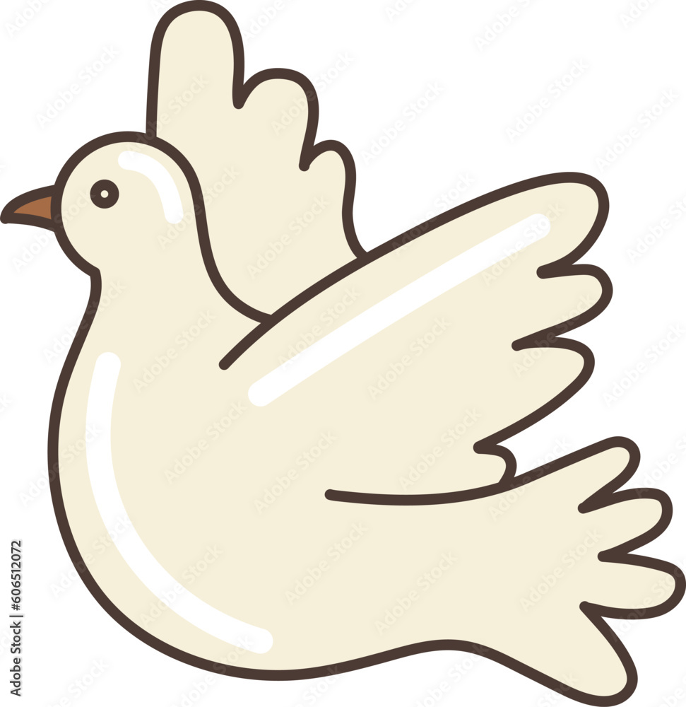 Peace dove flying icon. Illustration in cartoon style. 70s retro ...