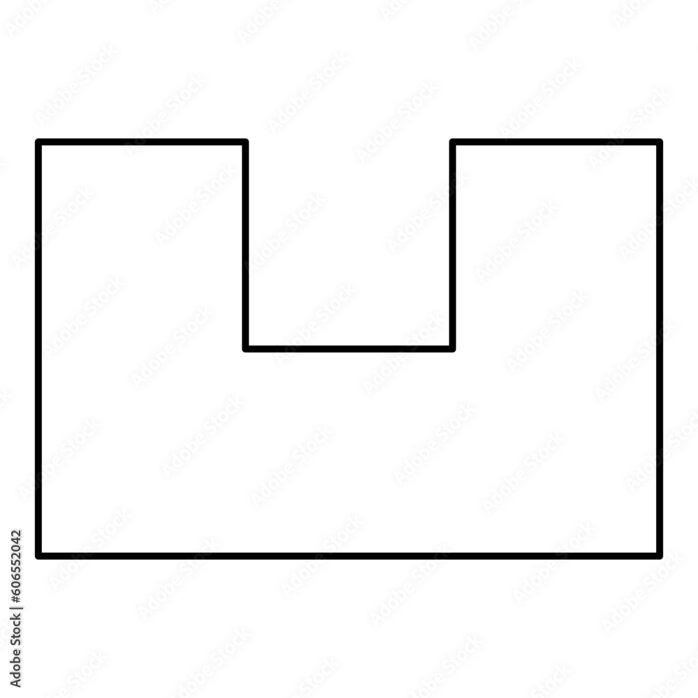 Pit with square hole ground dimple contour outline line icon black ...