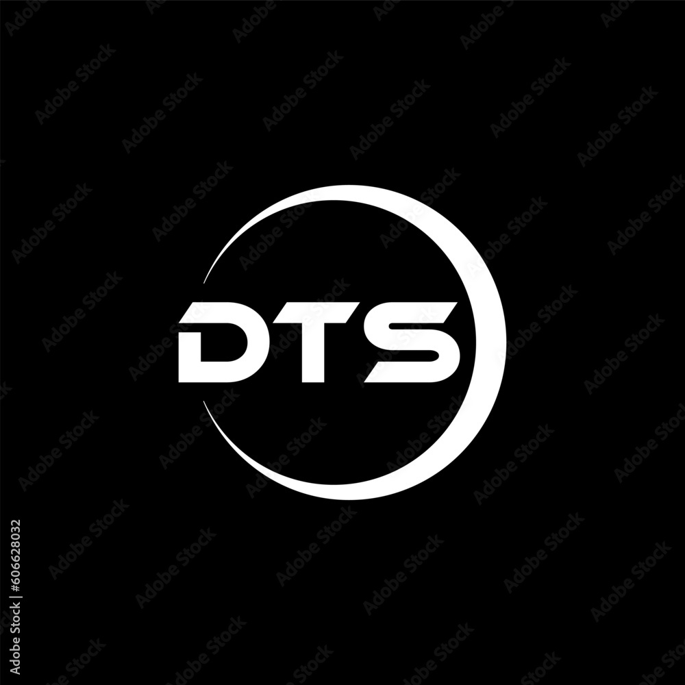 DTS letter logo design with black background in illustrator, cube logo ...