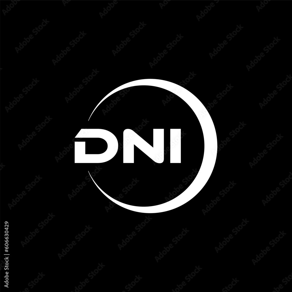 DNI letter logo design with black background in illustrator, cube logo ...