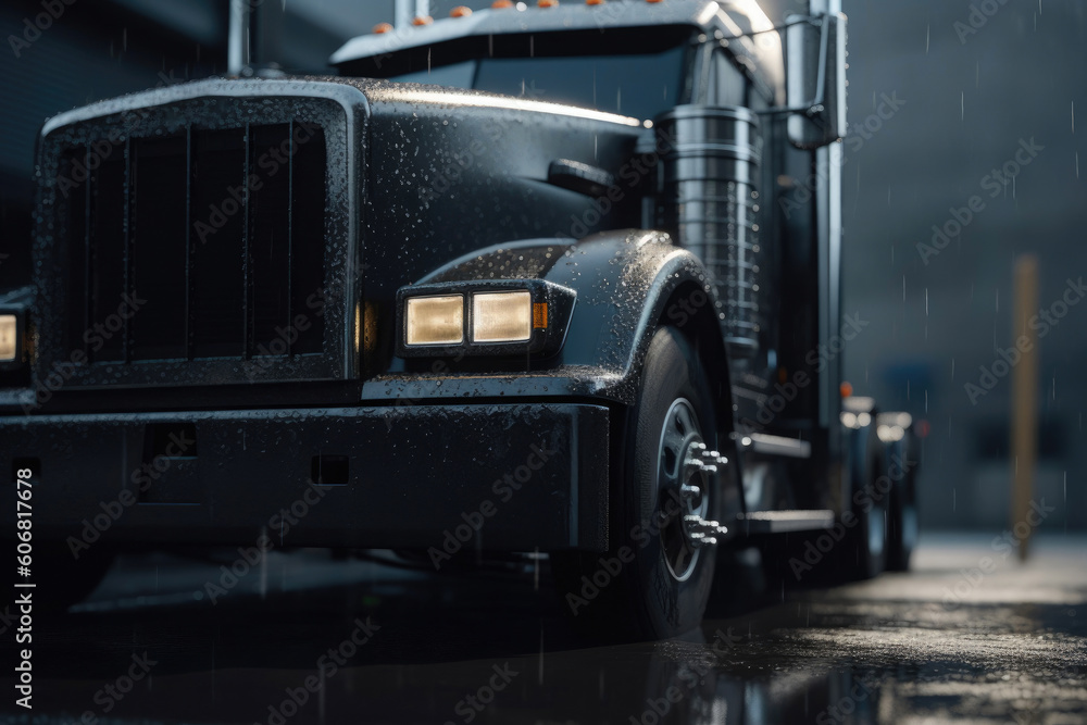 Big Black Truck on the Road. Generative AI Stock Illustration | Adobe Stock