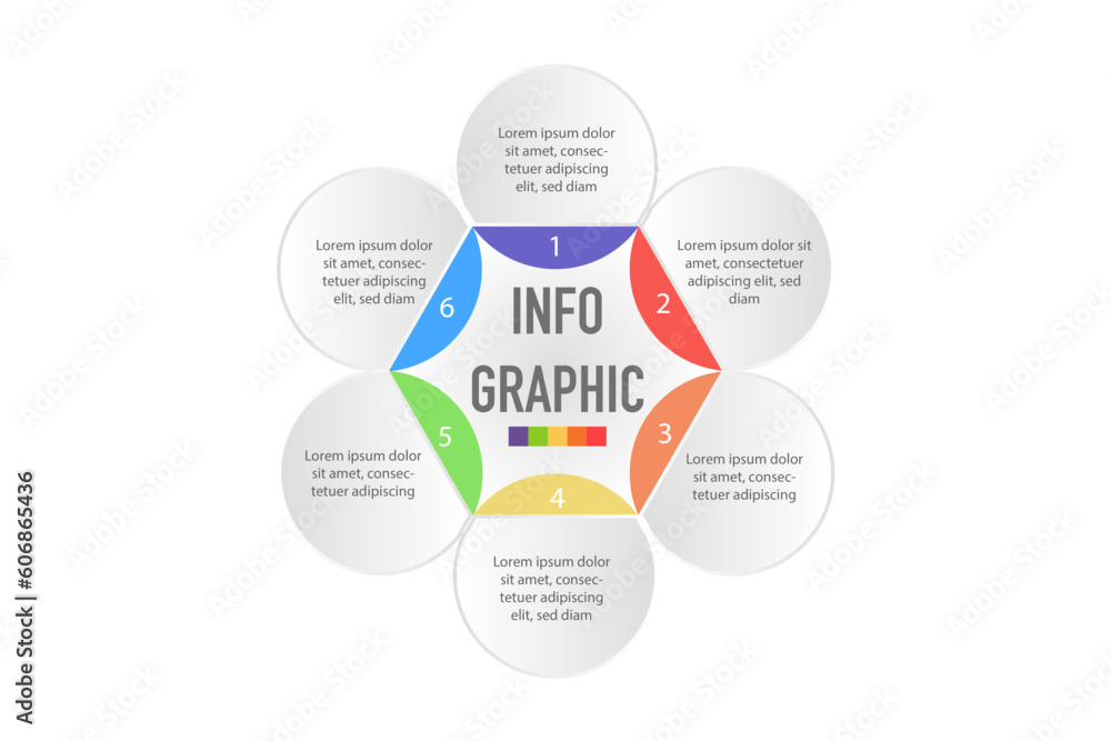 6 segments circular infographic template concept. Circle design. Can be ...