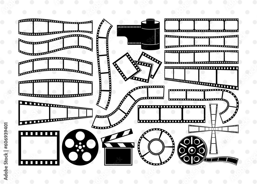 Vektor Film Strip SVG, Movie Silhouette, Film Svg, Film Reel Svg ...