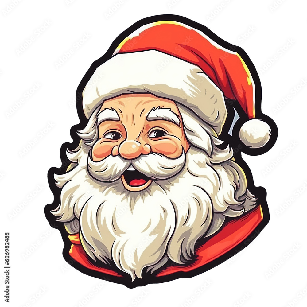 Santa Claus cartoon sticker clipart, isolated on white or transparent ...
