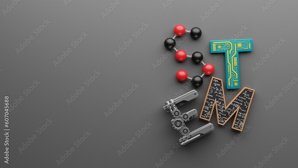 STEM typography symbols design concept. science, technology ...