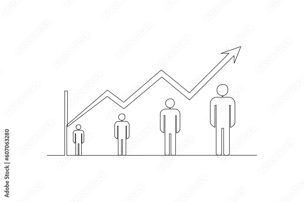 Continuous one-line drawing increase in the human population. World ...