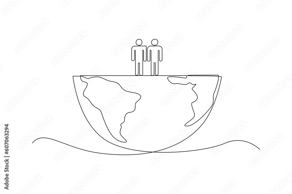 Continuous one-line drawing half of the human population on earth ...