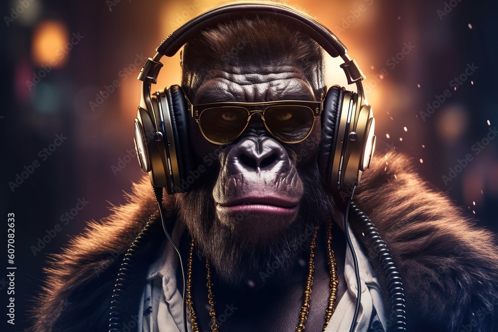 Gorilla rapper character. Generative AI Stock Illustration | Adobe Stock