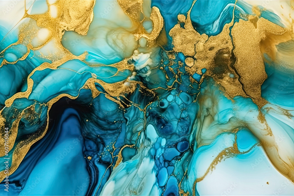 Generative AI illustration of Background of floating liquids of ...