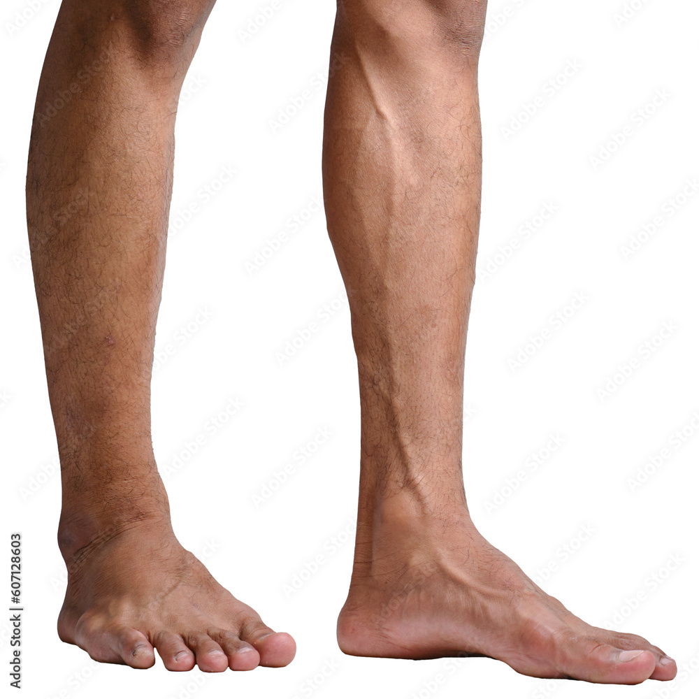 Male Feet in Various Poses against White or Transparent Background ...