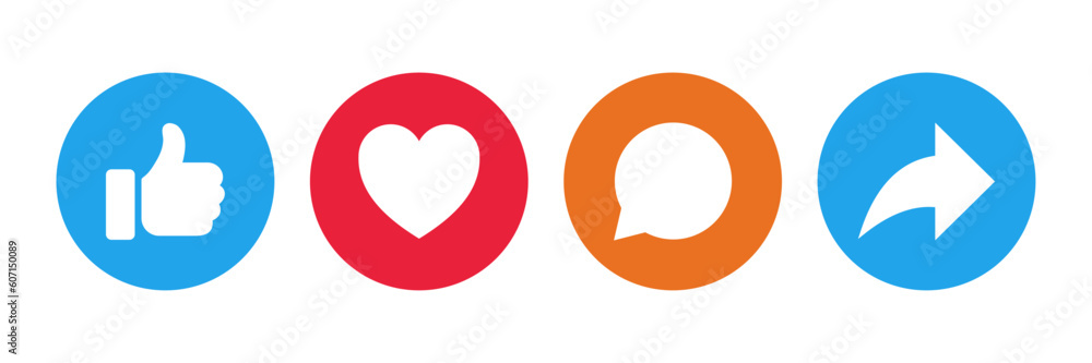 facebook Like icon, comment, share icon button. social media ...