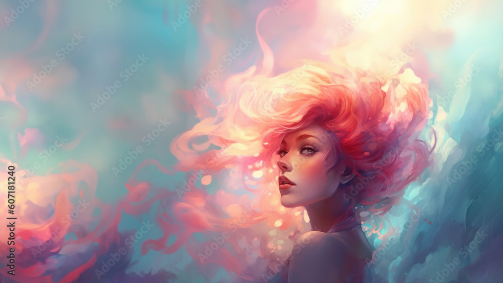 Mythical elemental princess of fiery fire, nature spirit with glowing ...