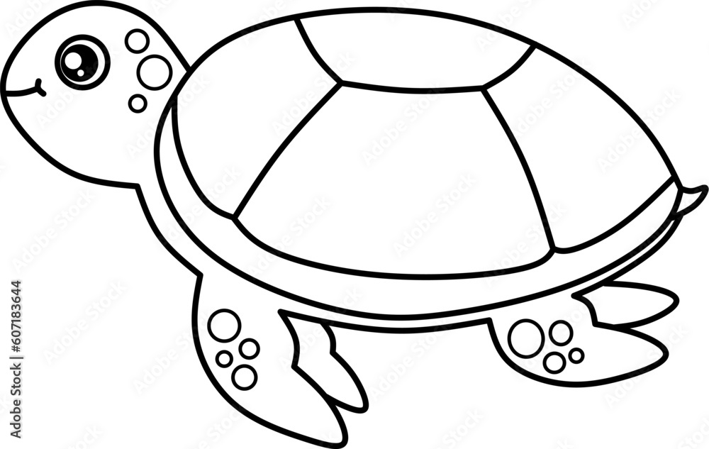 Turtle cartoon line art for coloring book page Stock Vector | Adobe Stock