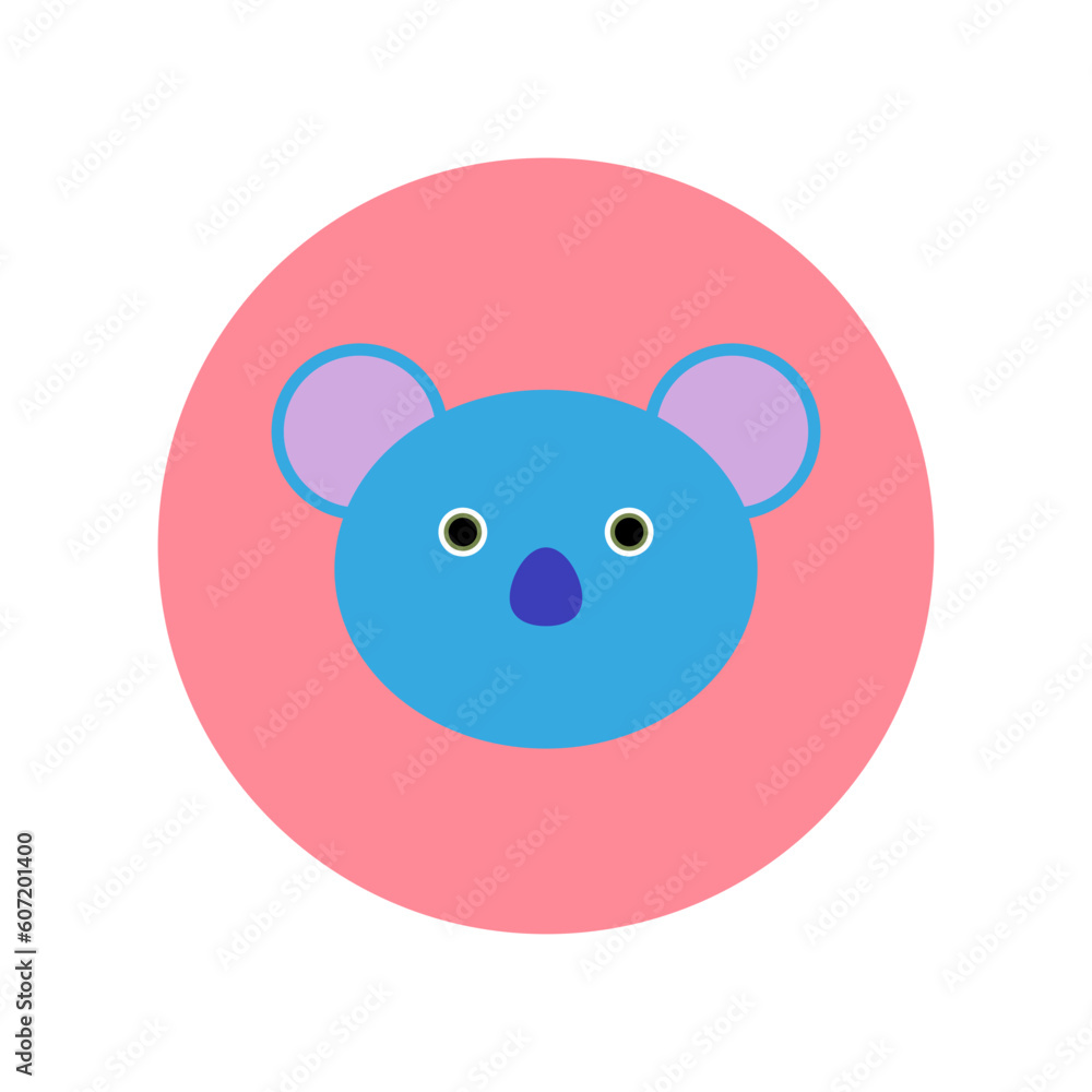 Cartoon mouse kawaii square animal face. Rat portrait, ui or gui ...