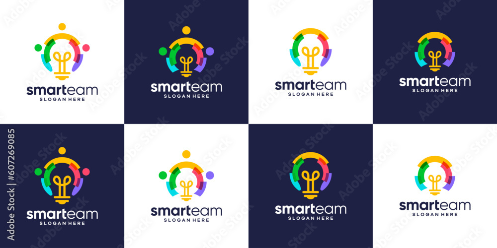 Collection of smart team logo design. people family together human ...
