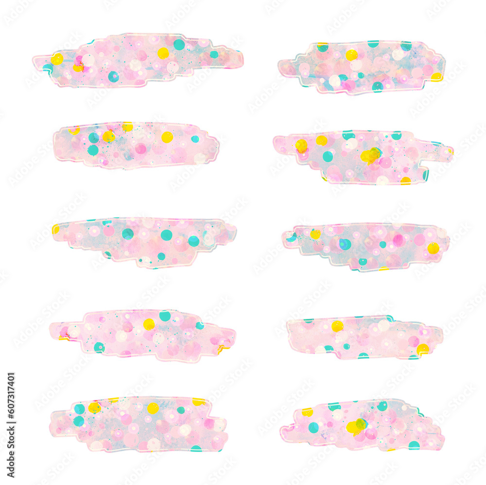 cute pink sticker template with specks and dots on transparent ...