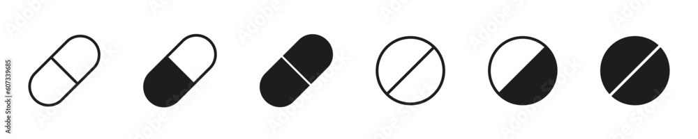Pills icon vector set. Simple and editable pills icons Medicament and ...