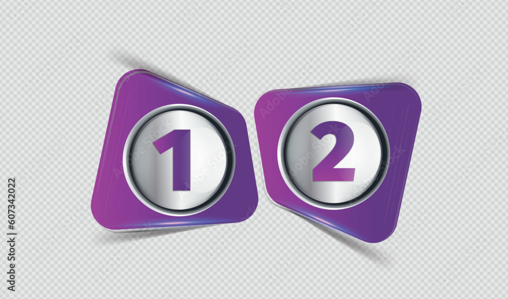 Number one and two purple icons isolated on the gray background Stock ...