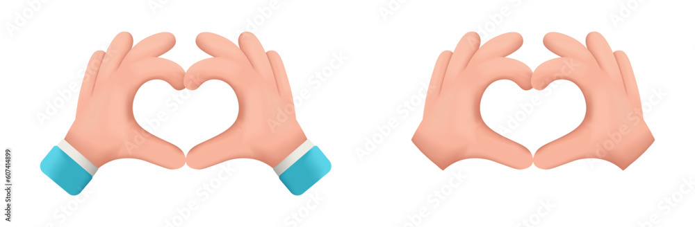 3D Heart Hands Design. High Quality Isolated on White Background. Heart ...