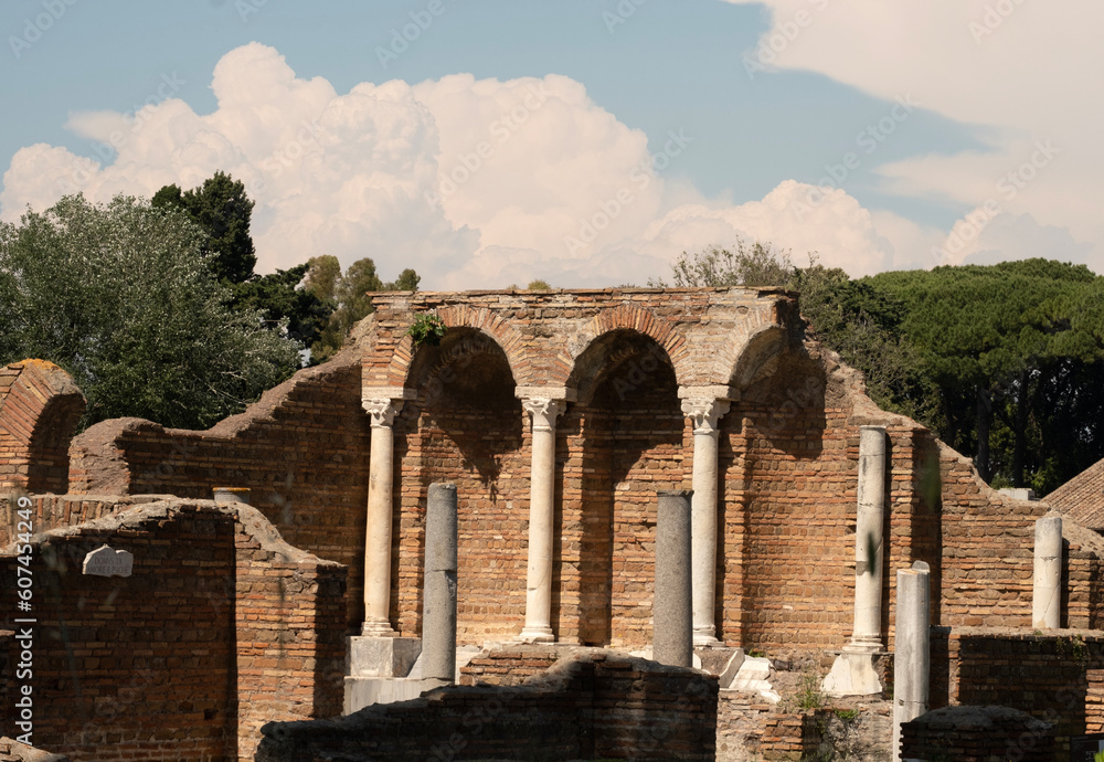 Ancient Roman buildings in Ostia Antica Archaeological Site, Rome Stock ...