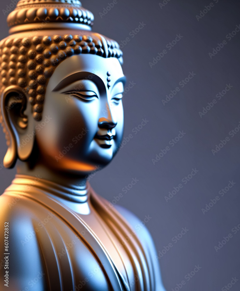 Realistic Buddha statue greeting Happy Vesak Day with negative space ...