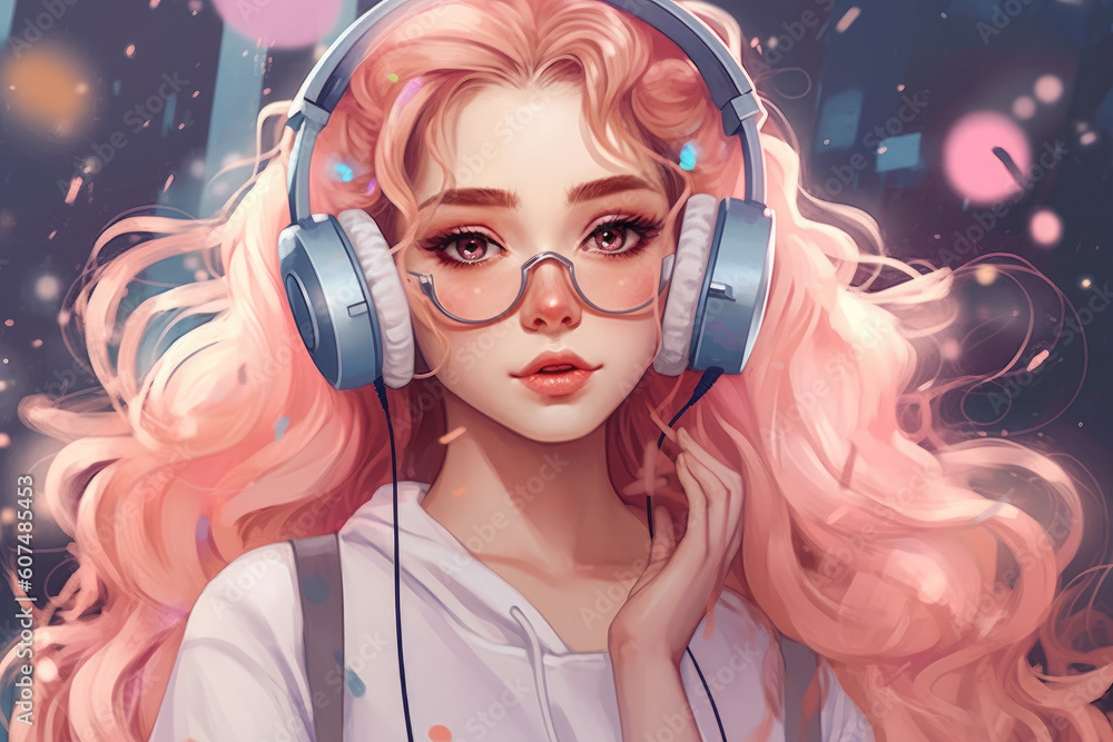 Illustration of an influencer in anime style. Avatar or character ...
