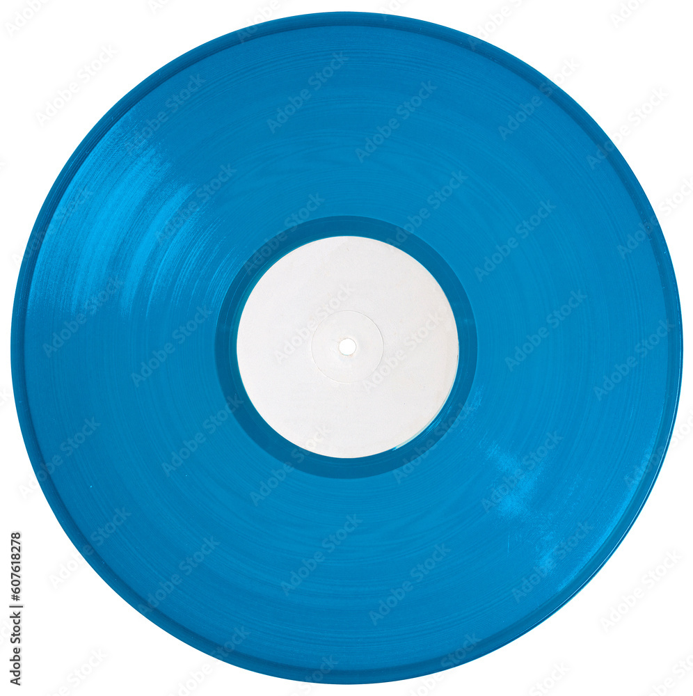 Blue vinyl record 12'' realistic photography, isolated png on ...