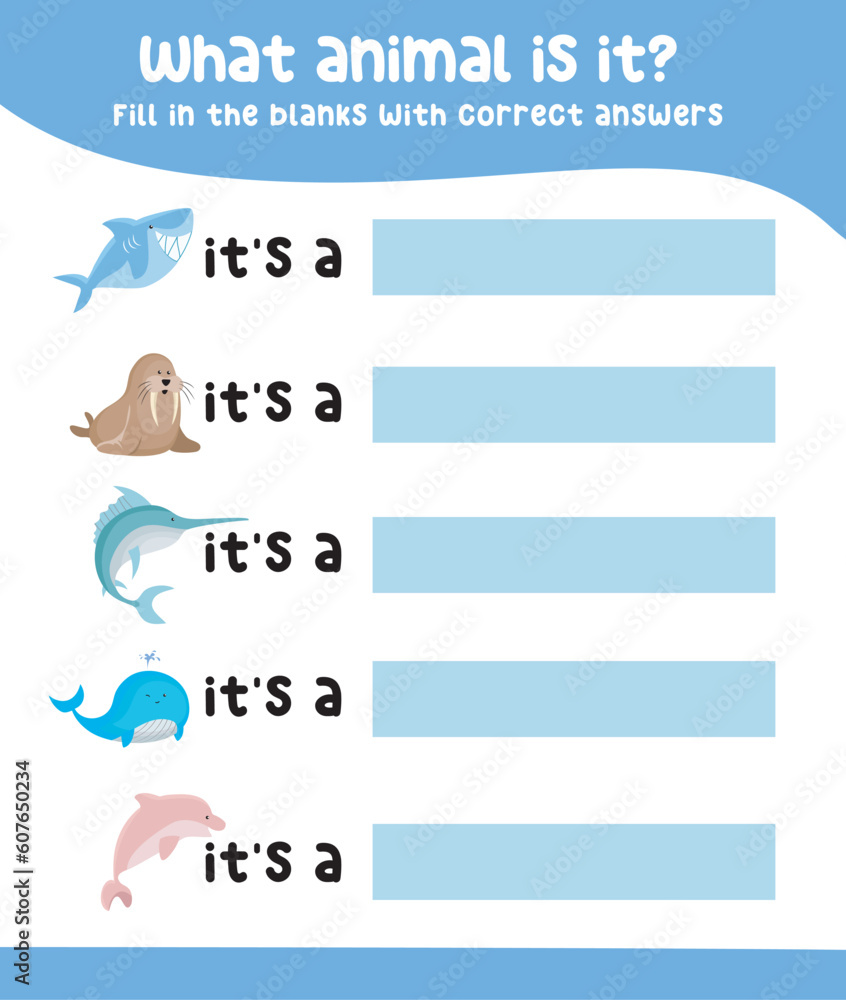 What sea animals do you see? Guess and fill in the blanks with correct ...