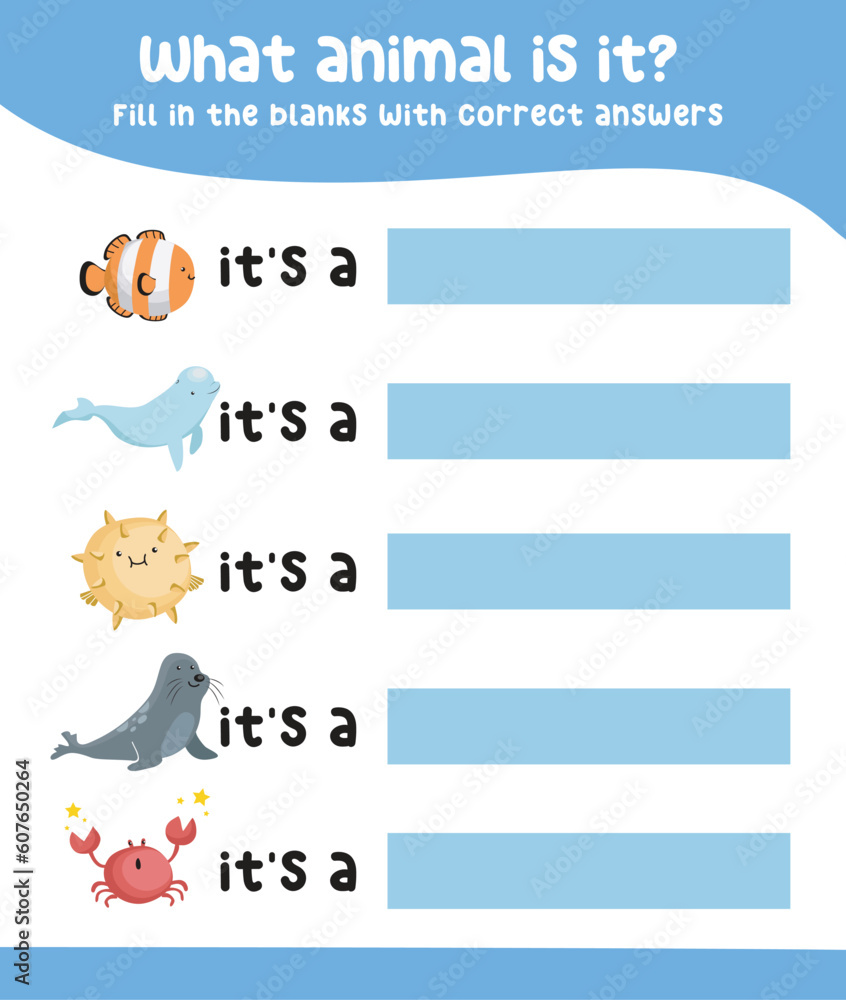 What sea animals do you see? Guess and fill in the blanks with correct ...