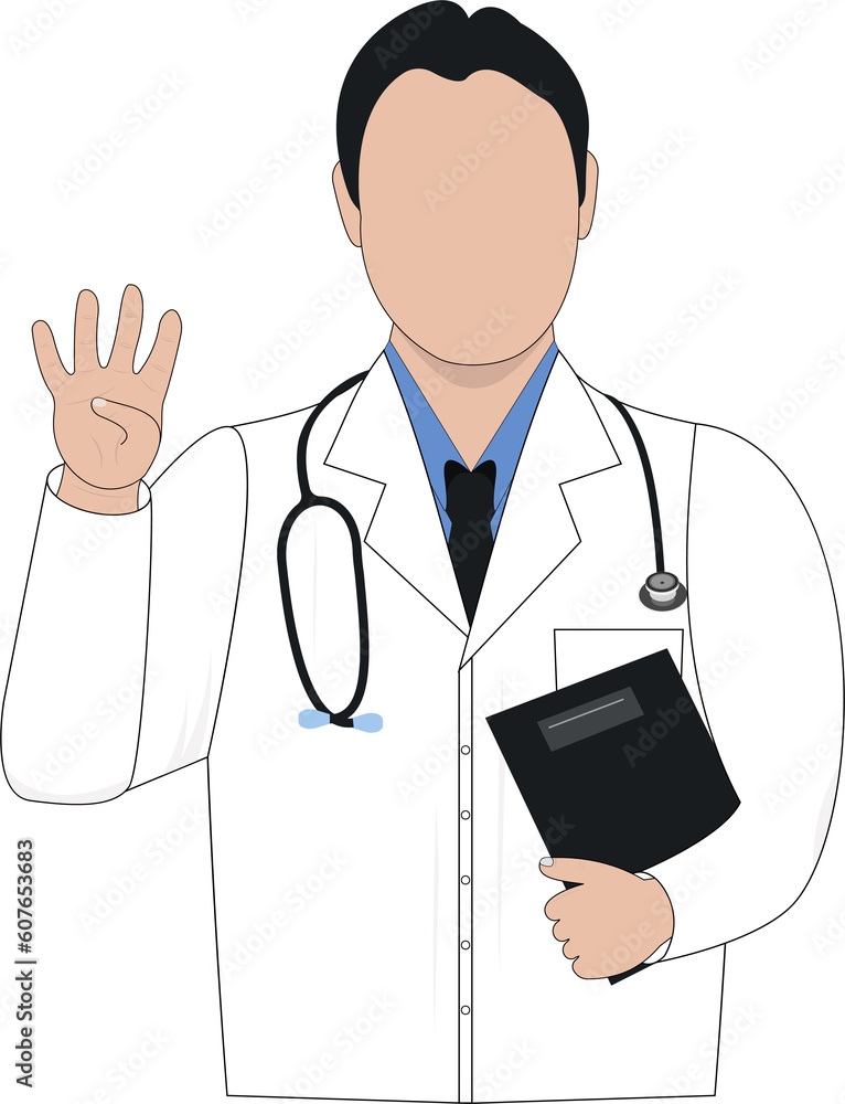Male doctor line art illustration. Male nurse line art. Medical doctor ...