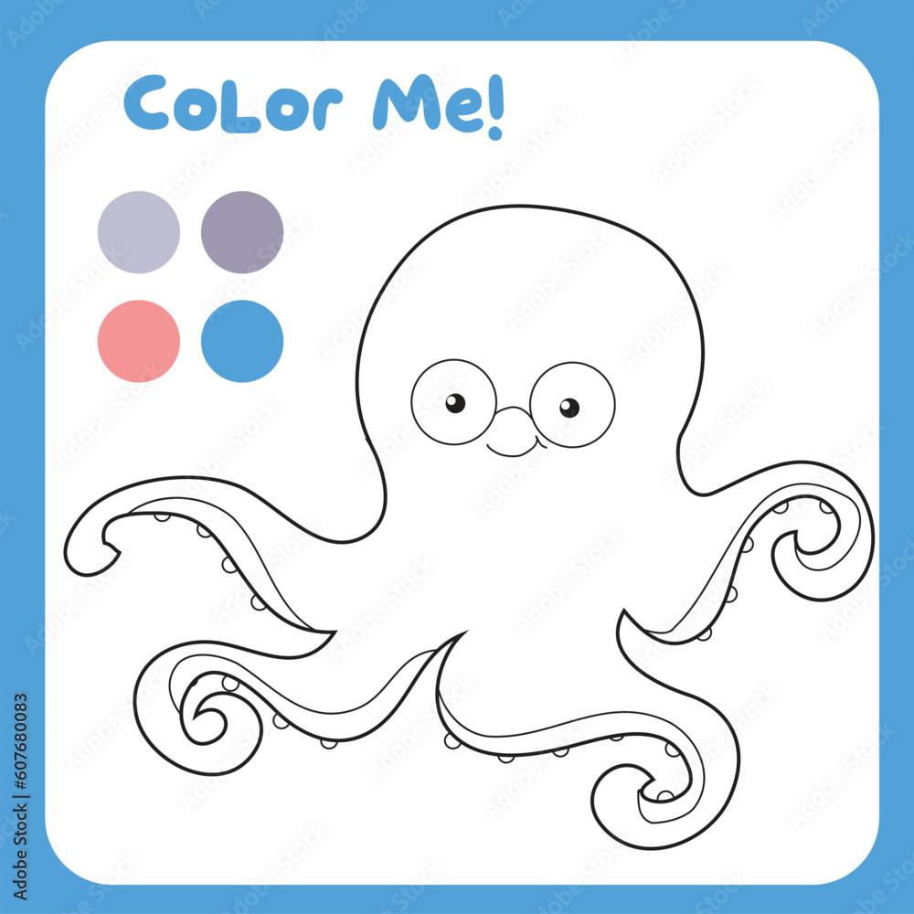 Coloring the octopus, the sea animal. Coloring sea animals worksheet ...