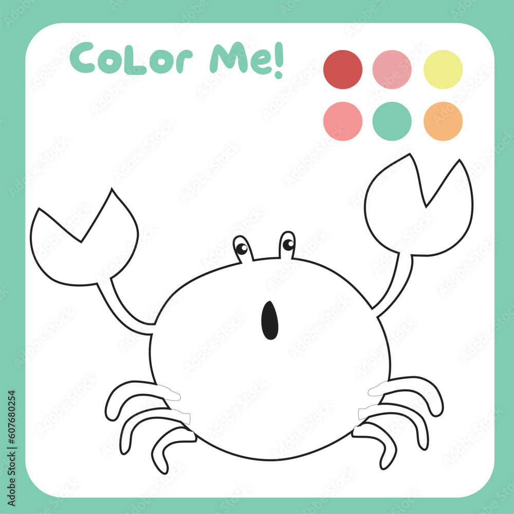 Coloring a crab the sea animal. Coloring sea animals worksheet ...