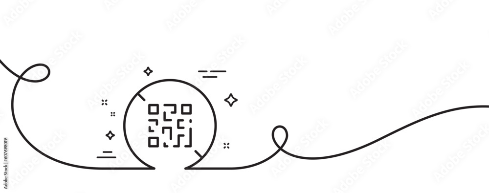 No QR code line icon. Continuous one line with curl. Scan barcode sign ...