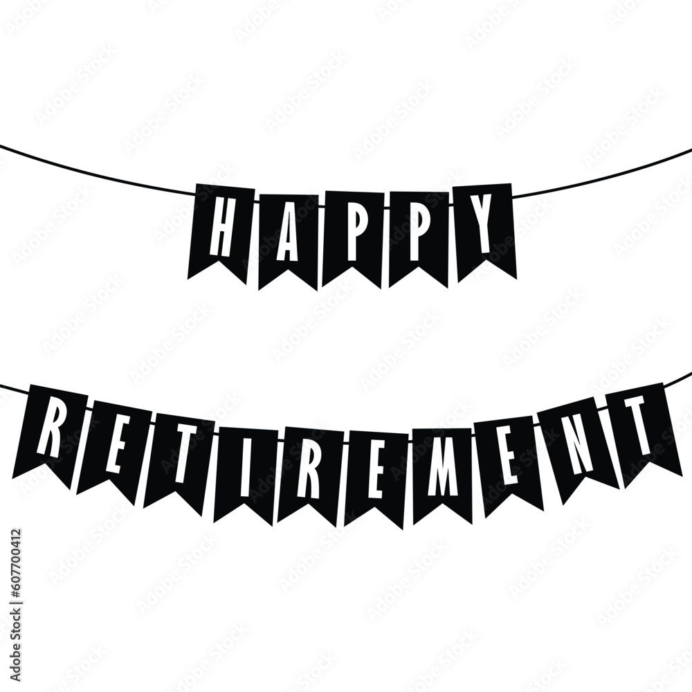 Happy retirement. Inscriptions or lettering isolated on white ...
