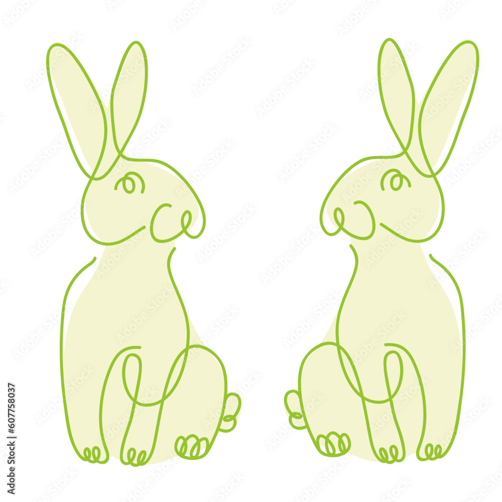 simple one line style rabbit. Rabbit icon. Continuous line drawing of ...