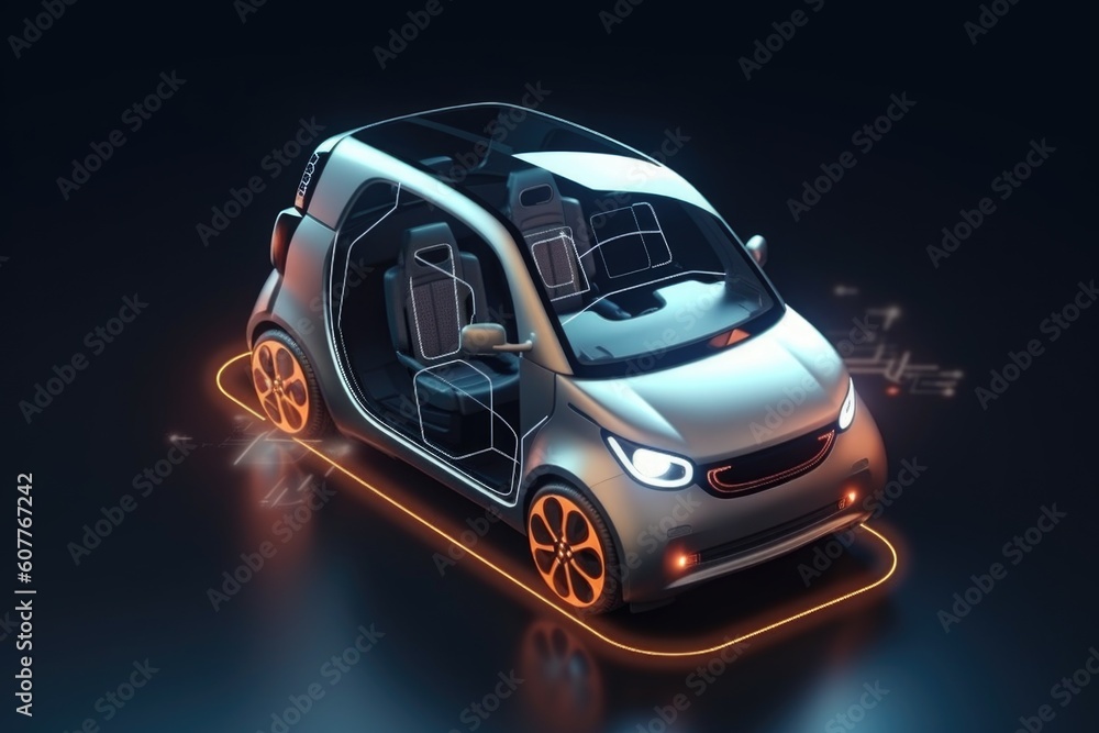 smart car with facial recognition system, unlocking the doors and ...