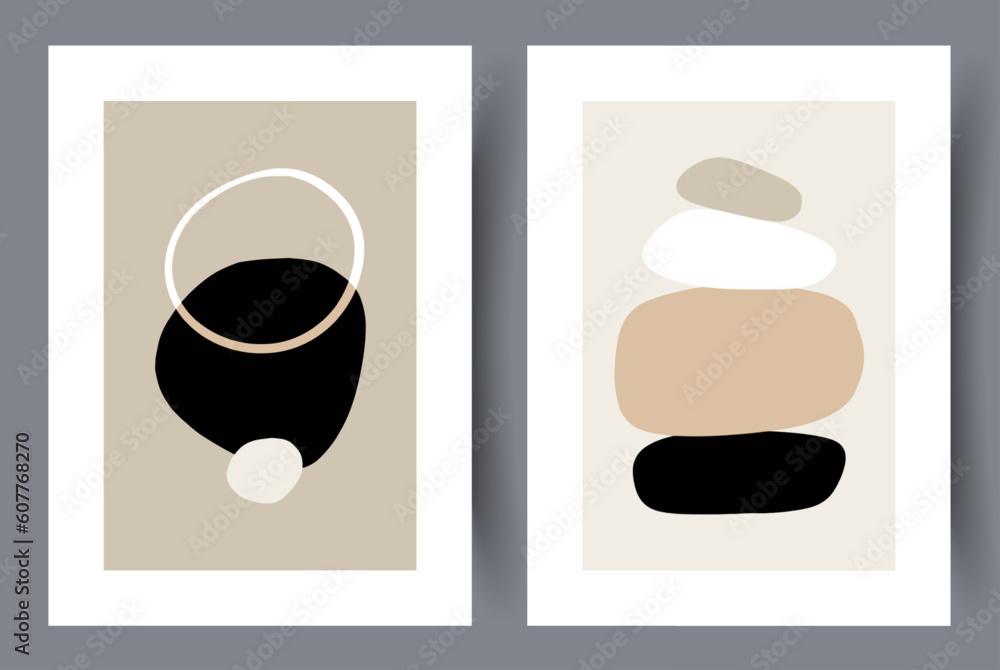 Abstract figures scandinavian minimalism wall art print. Set, bundle ...
