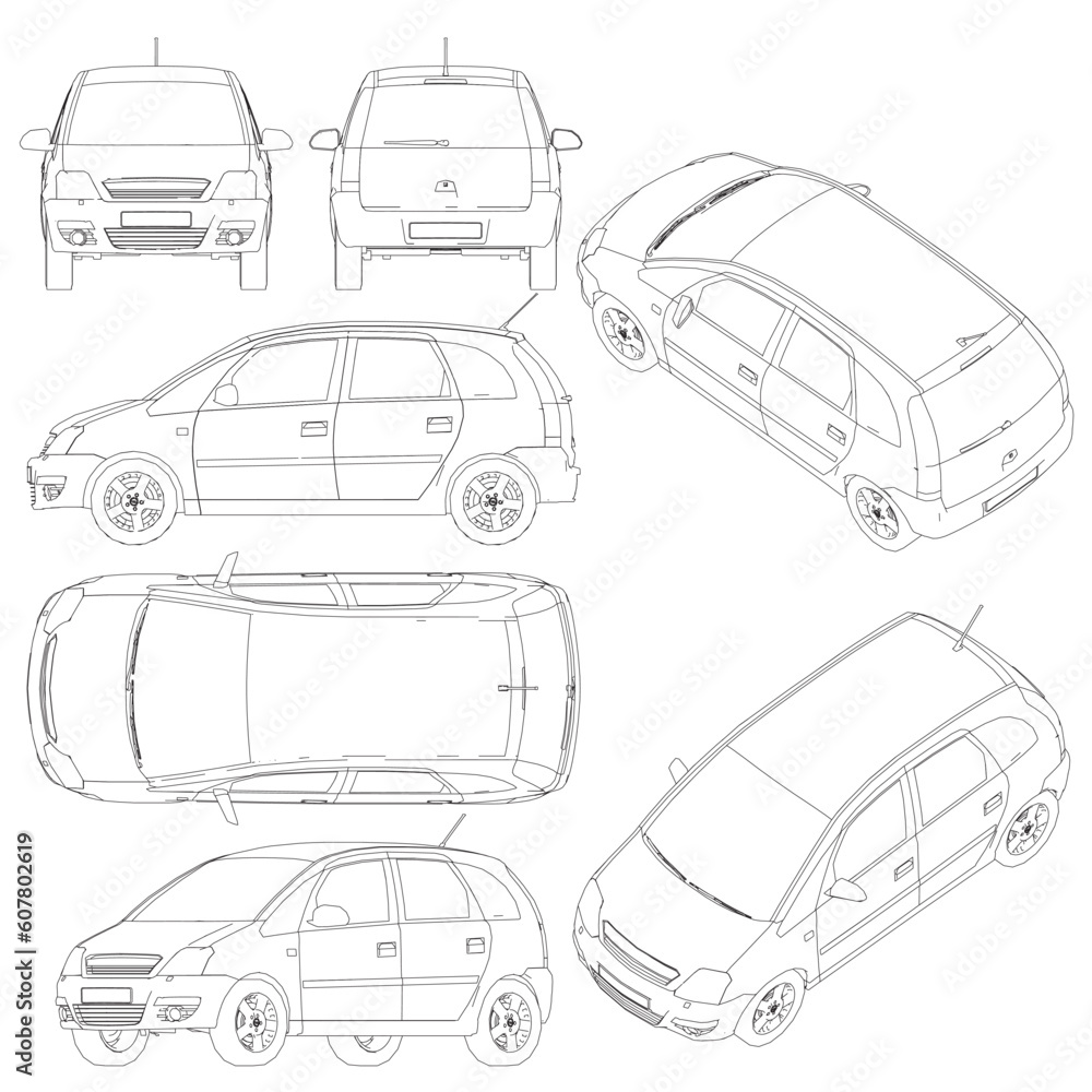 Blank compact car template for branding or advertising. Car outline on ...